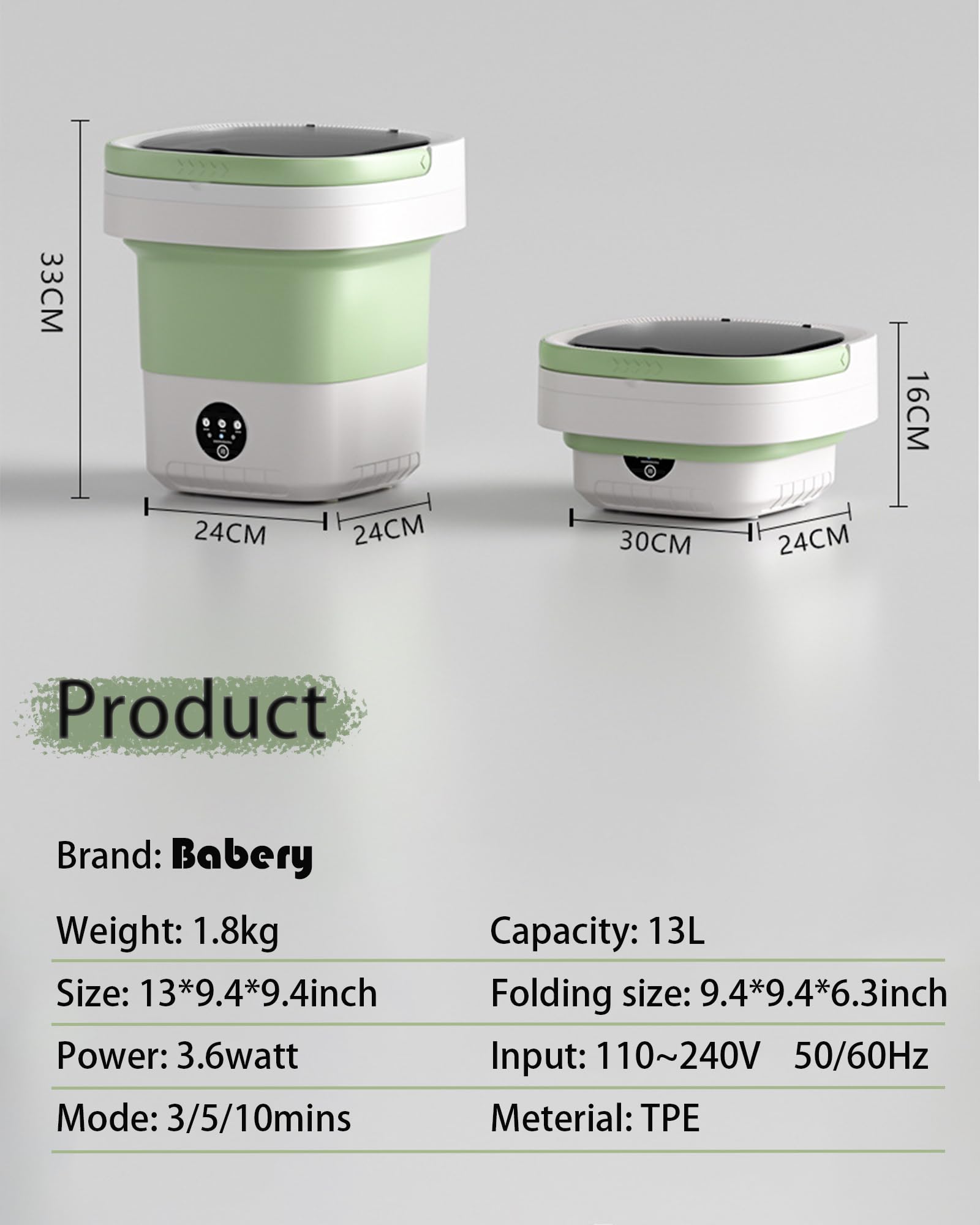 Mini Portable Washing Machine â Mini Washing Machine with 13L Large Capacity, Mini Portable washer with 2 wool dryer balls, Foldable small washing machine for underwear,socks, baby/pet clothes