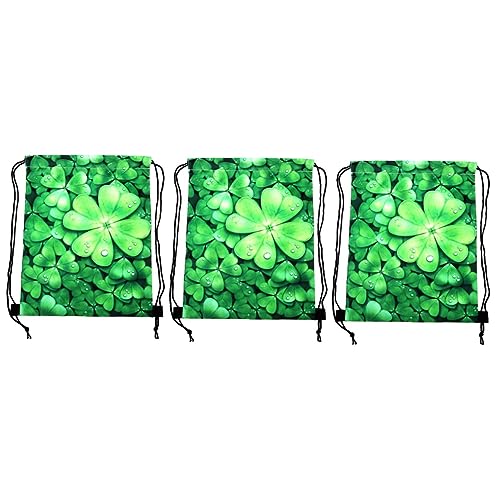 PACKOVE 3pcs Four leaf storage bag Drawstring backpack sport backpack St Patrick Day sack irish party party decor shopping bag printed travel bag printing gift bag Ireland Tackle Backpack