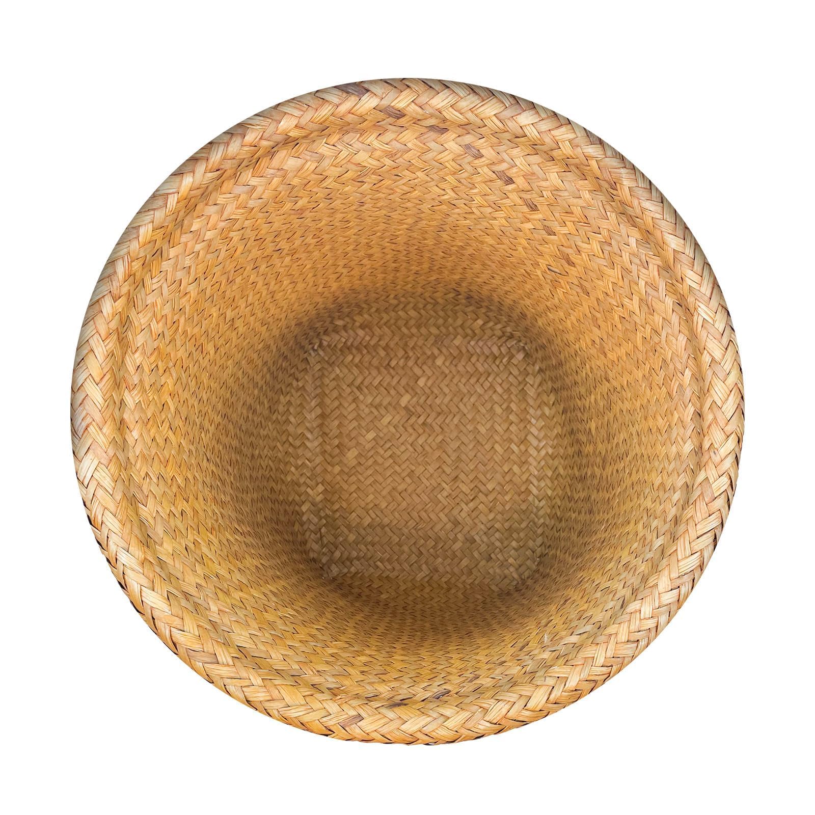 Natural Seagrass Woven Trash Can β 23L (6 Gal) Wicker Waste Basket for Bathroom, Living Room, Office Durable and Compact Design, Small Round Wastebasket Garbage Bin for Organizing and Home Decor