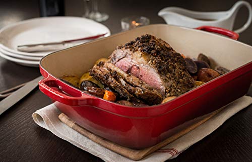 Le Creuset Enameled Cast Iron Signature Rectangular Roaster, 5.25 qt. (11.7" x 16.8") , Cerise
