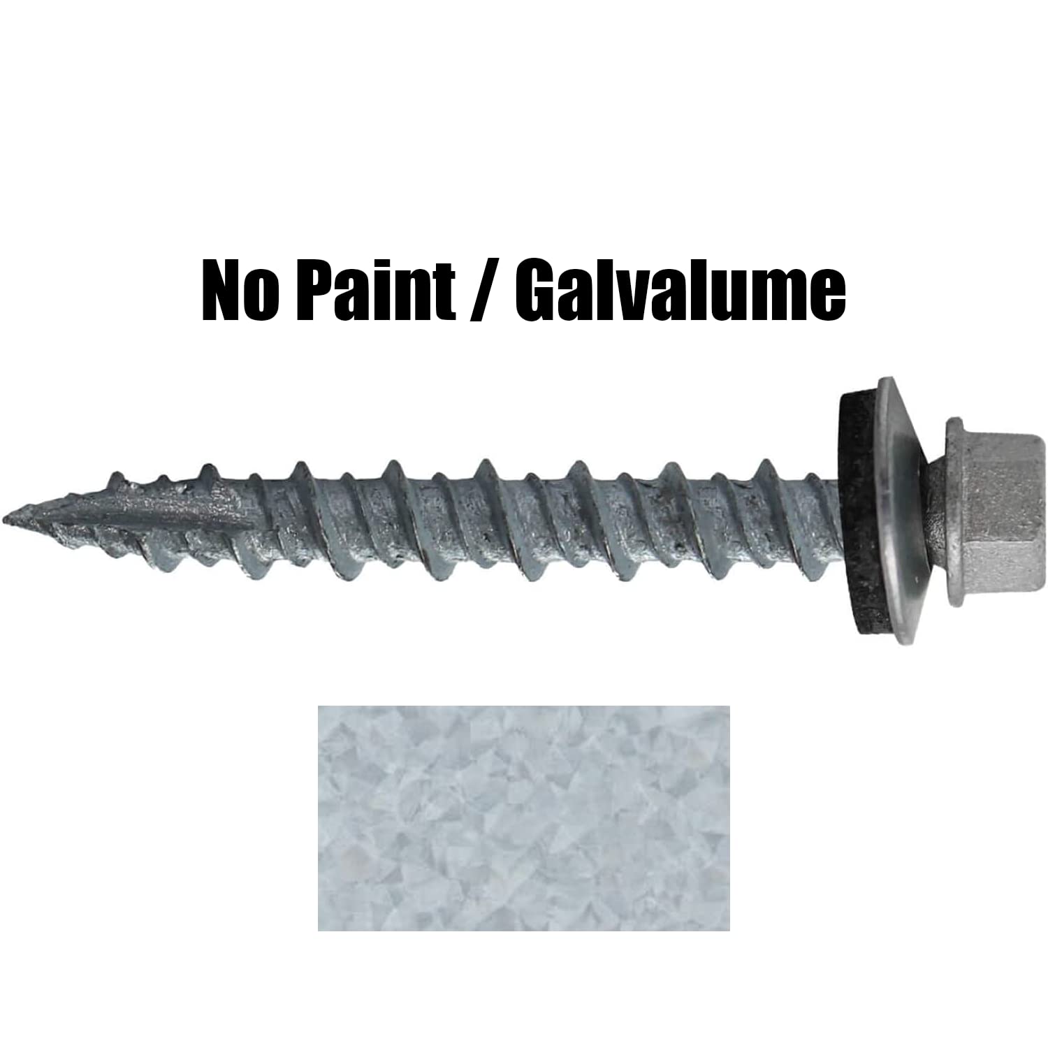 Metal Roofing Screws: (1000) #10-15 x 1.5. Self Starting Hex Head. EPDM Washer (No Paint)