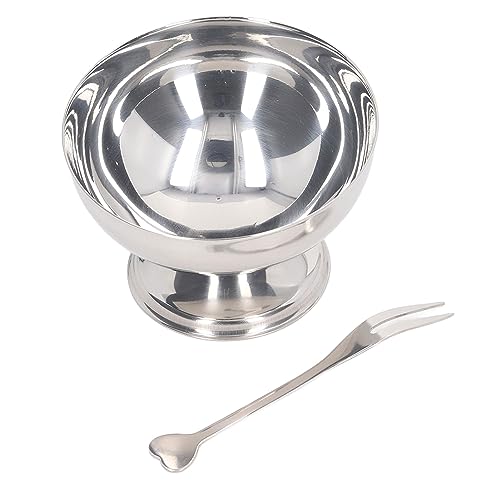 Milltrip Ice Cream Bowl, Stainless Steel Dessert Pudding Bowls, Sundae Salad Serving Dip Bowl, Trifle Tasting Bowls with Fork(#1)