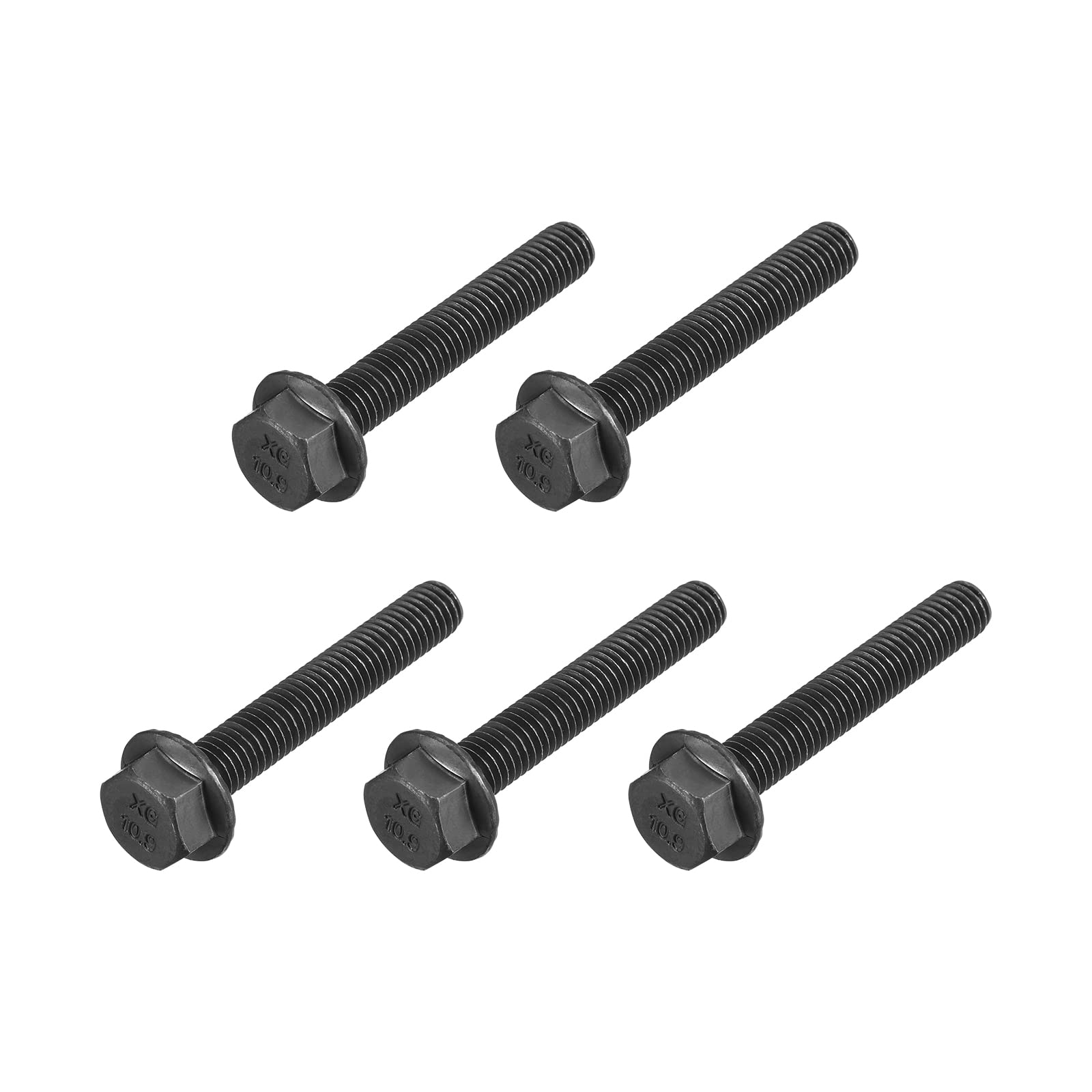 METALLIXITY Flanged Hex Head Bolts (M10x35mm) 5pcs, Hexagon Serrated Flange Bolt Fully Thread Screw - for House Construction Hardware Fasteners