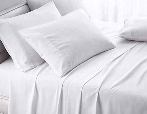 Impression by Home Collection 6 Piece Hotel Luxury Soft Cotton Premium Bed Sheets Set, Deep Pockets, Bedding Set White Solid, King/Standard - 76" x 80" Fits Mattress Upto 30-35 inches 600-TC