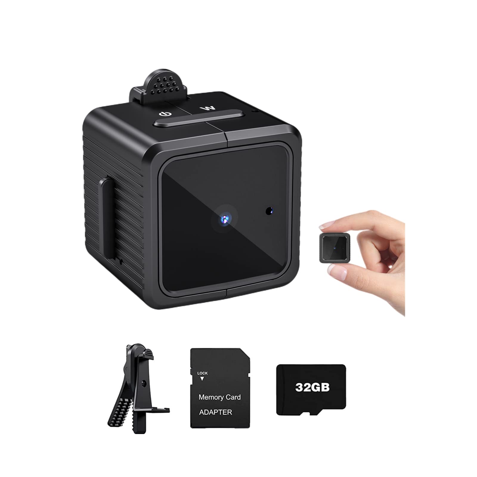 Mini Spy Camera with 32GB Card 1080P Hidden Camera with Motion Detection Night Vision Small Security Camera Portable Surveillance Camera for Home, Office,Outdoor (NO Wi-Fi)