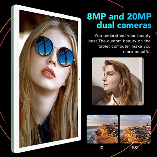 lonuo HD 10.1 Inch Tablet, 4G LTE Phone Tablet 2.4G 5G WiFi Type C Charging HiFi Speakers for Home for Learning (Green)