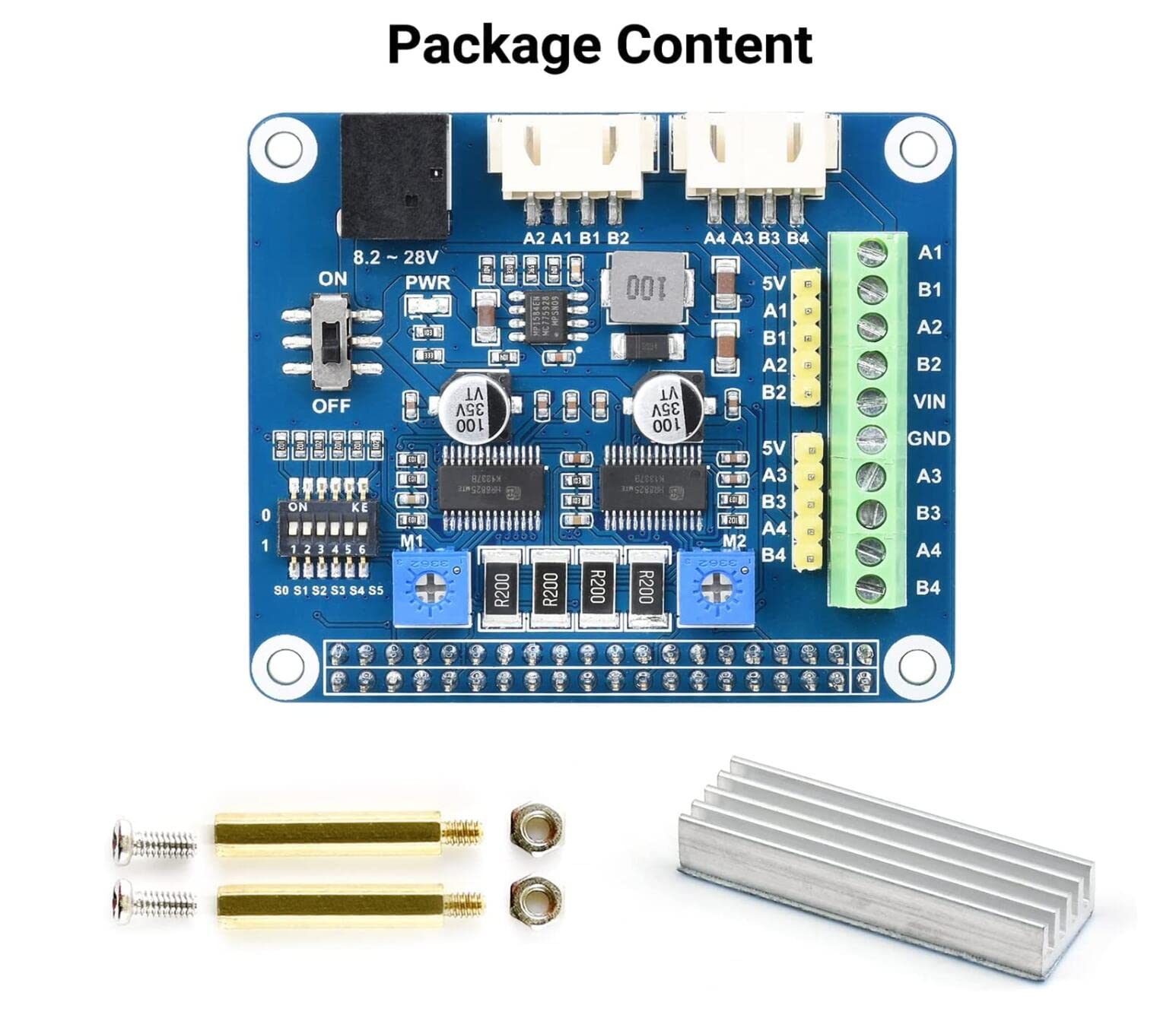 NGW-1pc HRB8825 Stepper Motor HAT Compatible with Raspberry Pi Drives Two Stepper Motors Up to 1/32 Microstepping