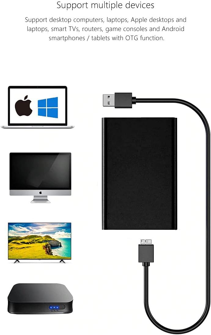 Portable Hard Drive，External Hard Drive,Portable Storage Drive Slim High Speed USB 3.1 Compatible with PC, Laptop and Mac-1