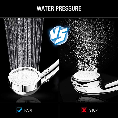 LEPO High Pressure Handheld Shower Head, 3 Spray Settings Water Saving Shower with ON/OFF Switch, Chrome Finish Bathroom Shower Head Sprayer with Holder