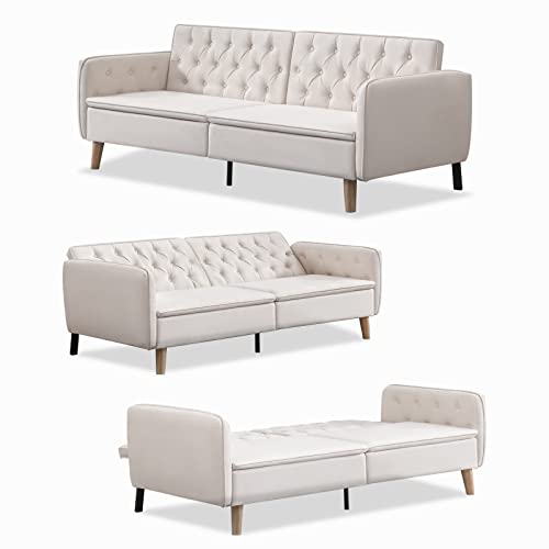 Mjkone Convertible Sofa Bed, Modern Velvet Loveseat Couch, Folding Upholstered Sleeper Sofa with Adjustable Backrest & Armrest, Couches for Living Room Apartment Office Small Space