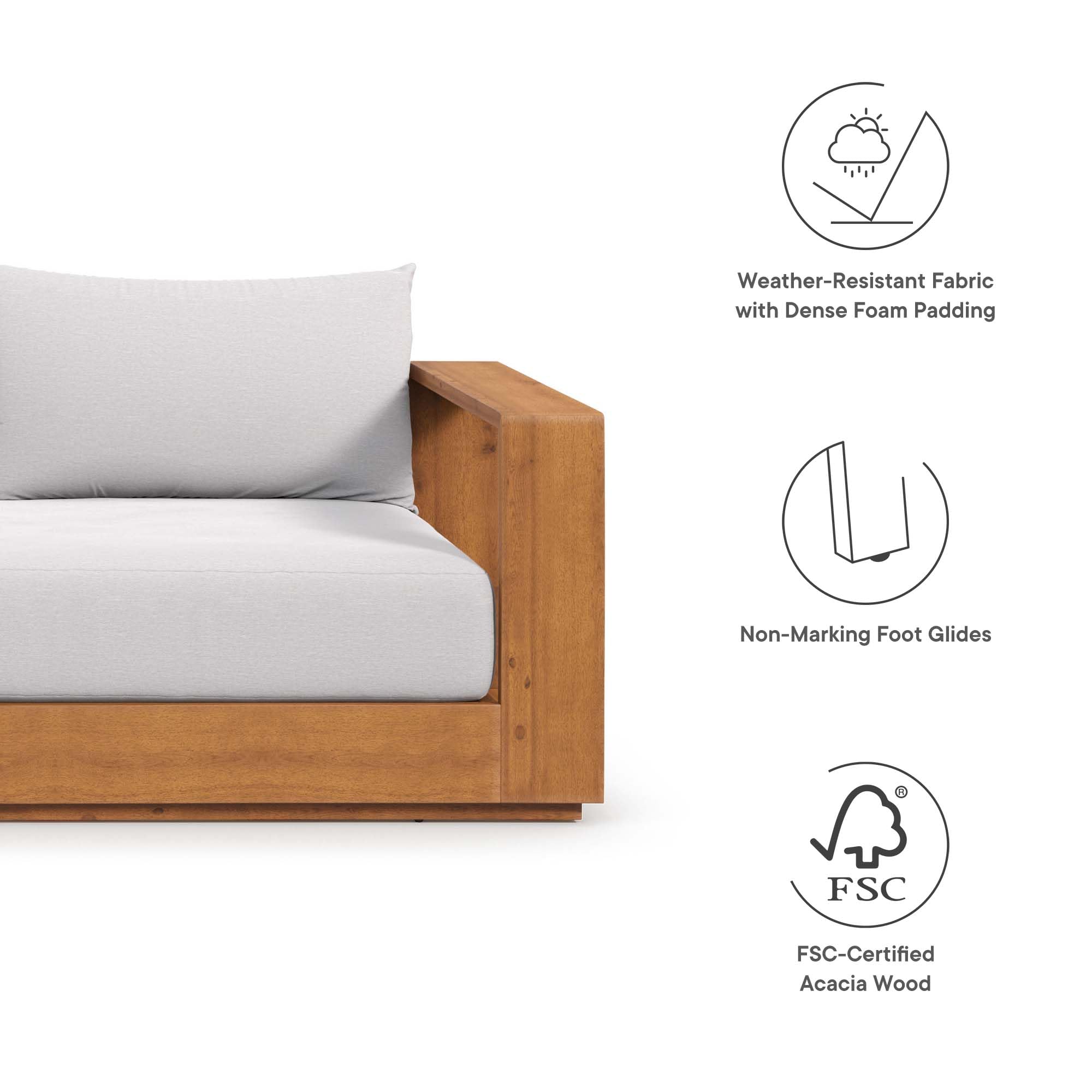 Modway Tahoe Sofas, Natural Light Gray