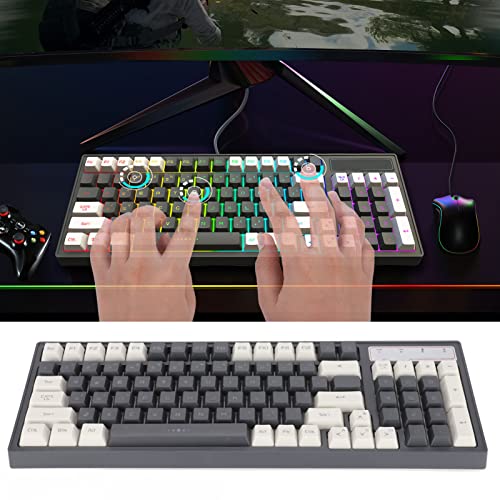 Jopwkuin 2.4G Wireless Gaming Keyboard, Ergonomic Design 96 Keys Gaming Keyboard 2.4G Wireless Floating Keycaps for Gaming(L900 Gray White Wireless Keyboard)