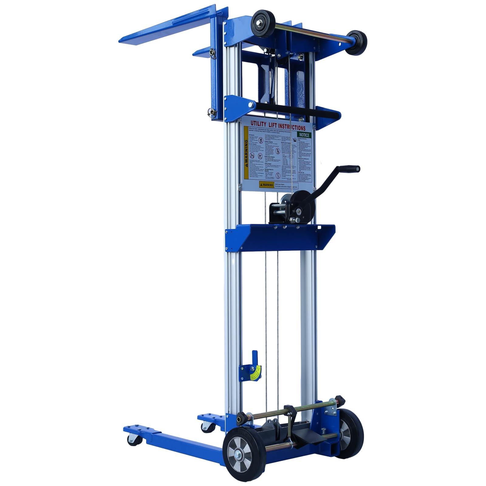 Miscoos Fixed Straddle Hand Winch Lift Truck, 34.6" Length, 24.8" Width, 66.9" Height, 500 lbs Capacity