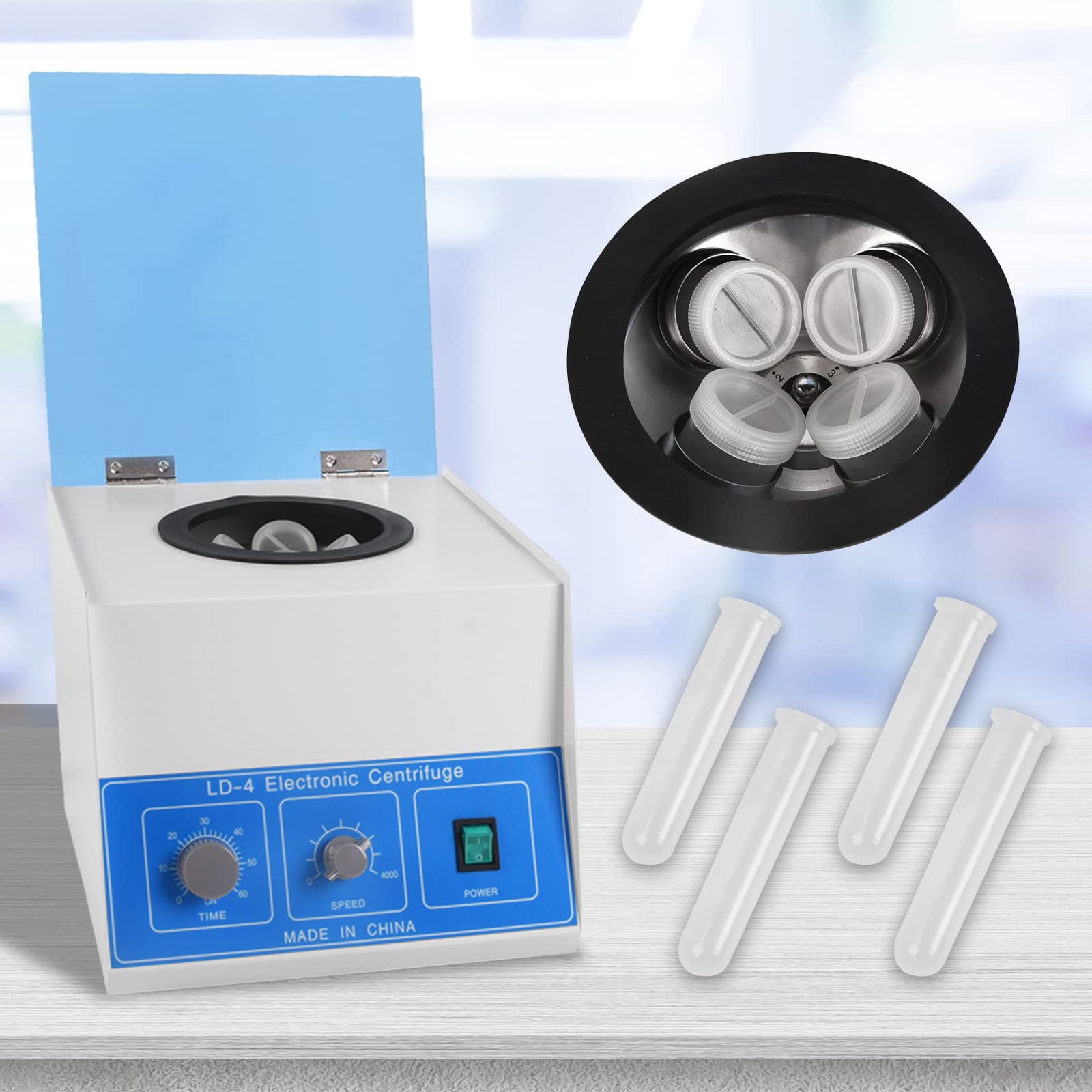 LFGUD Electric Centrifuge Machine 20ml x 6 Tubes Benchtop Lab Centrifuge Machine with Timer and Speed Control for Plasma Blood PRP, 4000 RPM, 110V 60Hz