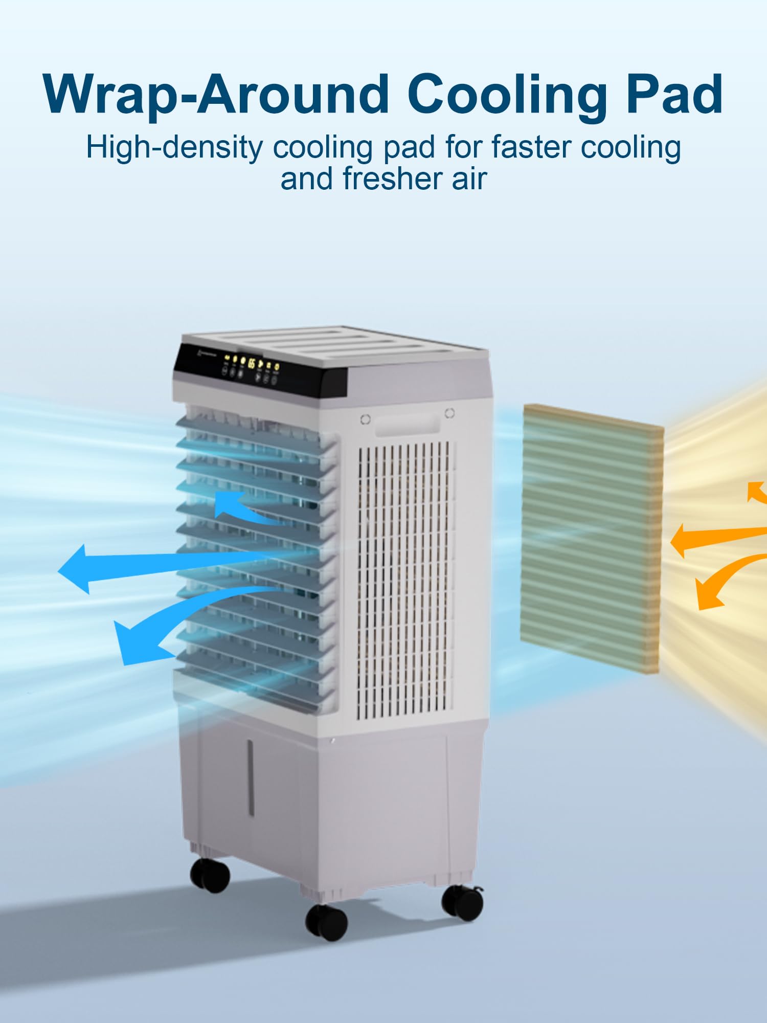 Landeagle Swamp Cooler, 1800CFM Evaporative Cooler with 5.3-Gal Water Tank, Cooling Fan with 3 Speeds, Remote Control, 12H Timer, Evaporative Air Cooler for Indoor Room Bedroom Use