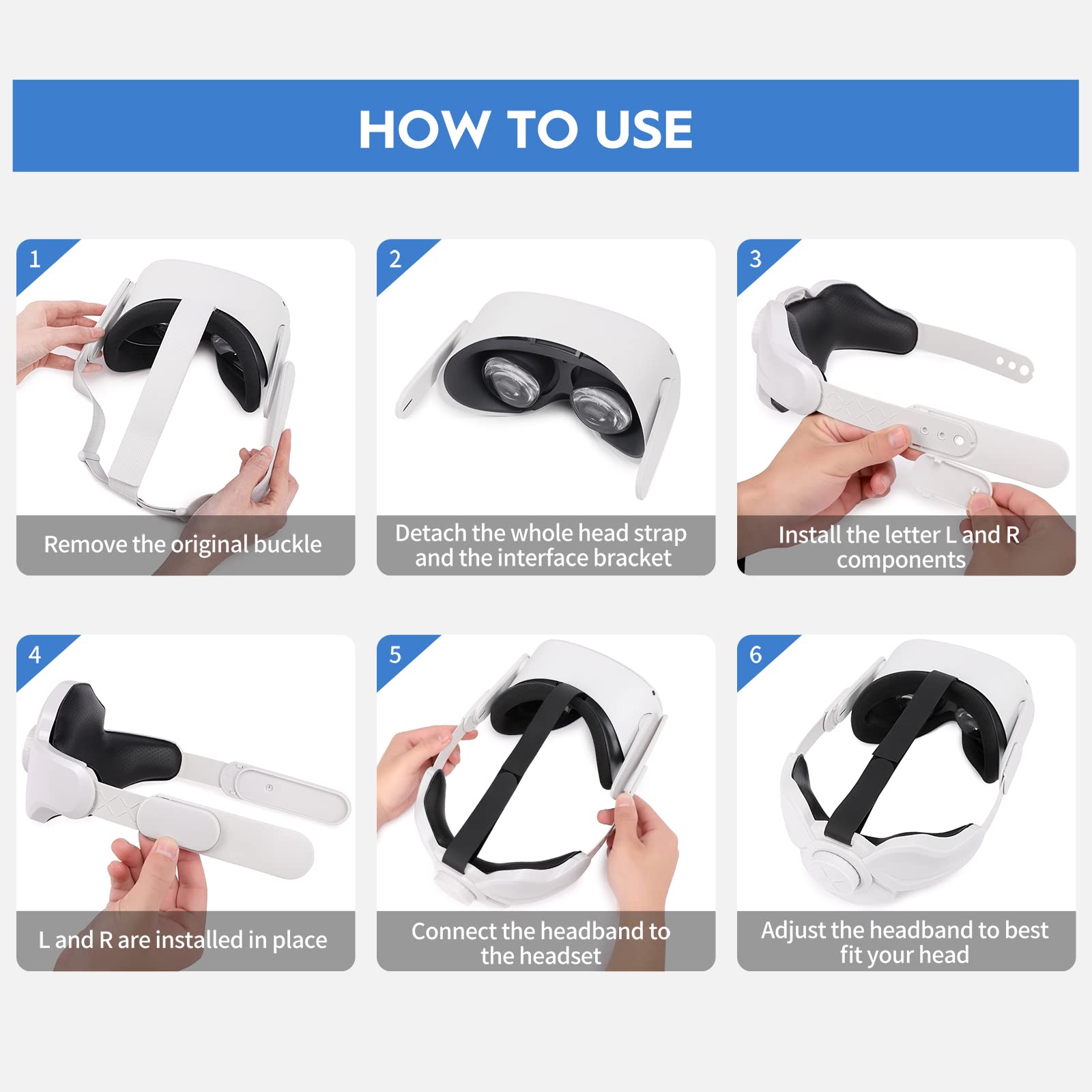 Head Strap for Oculus Quest 2 Vr Headset, Comfortable Headrest Design, Adjustable Head Strap, Fit Official Quest 2 Carrying Case