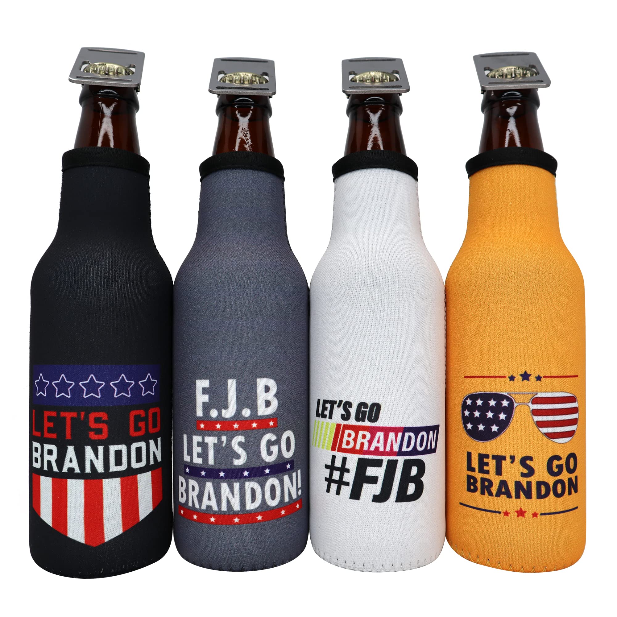 Let's Go Brandon Republican Gift - FJB Ferk Jer Berdin LGBFJB Patriotic Trump Gifts for Him Insulated Cooler Sleeve with Zipper, Built-In Removable Bottle Opener, 12 oz. Bottle Insulator Thermocooler