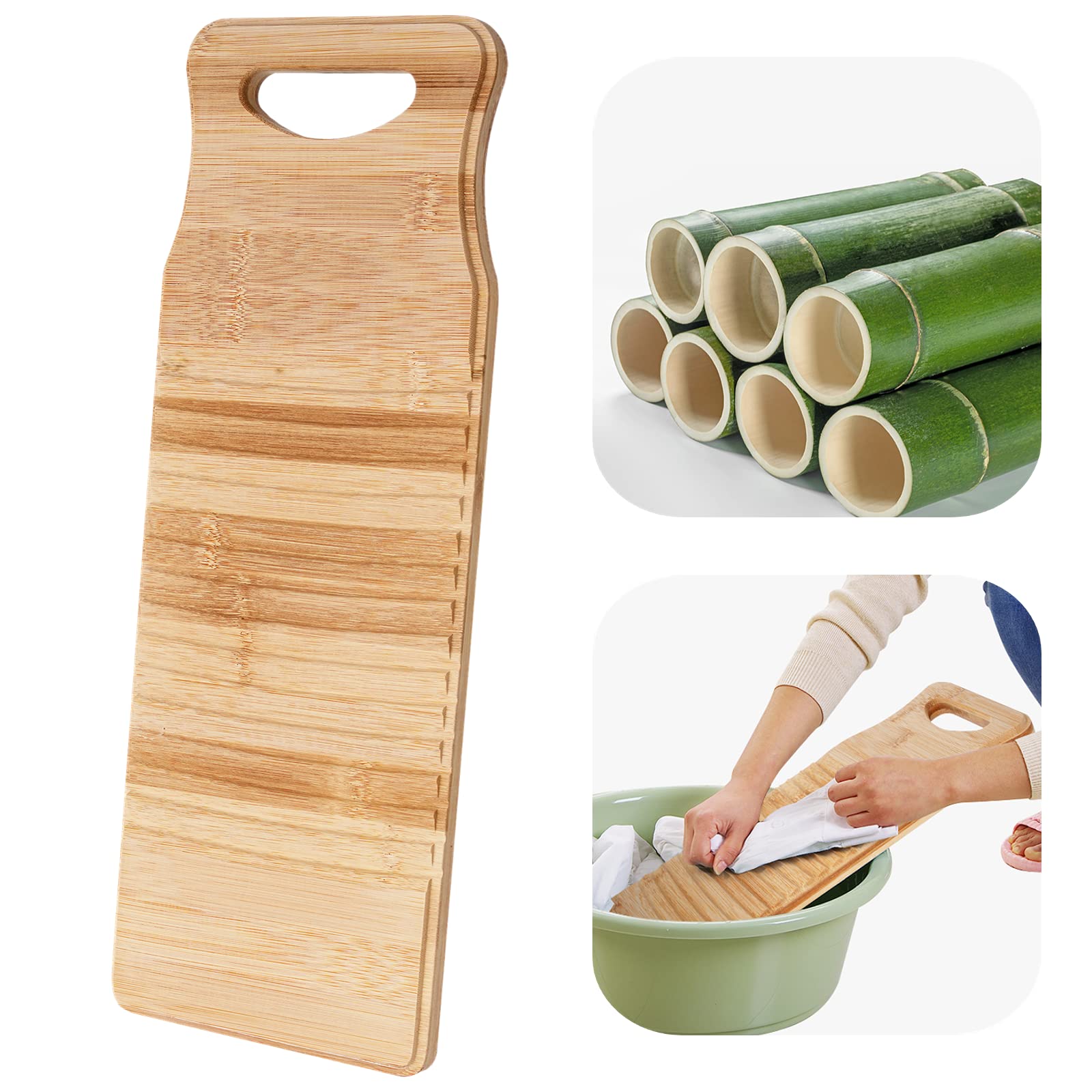 Wooden Washboard for Hand Washing Clothes, 15.7ââ Bamboo Anti-slip Laundry Cleaning Board for Hand Washing Scrub Board, Rural Old Fashion Washing Board(40 * 15 * 1.5cm) (40 * 15 * 1.5cm)