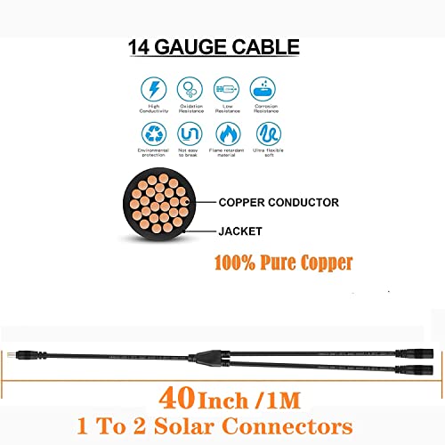 MJPOWER 8mm Combiner 3.3ft 14AWG DC 8mm Male to Female 2X Combiner Cable Y Splitter Solar Parallel Adapter Cord for Jackery/Goal Zero/BLUETTI/Anker and more DC7909 Portable Power Station & Solar Panel