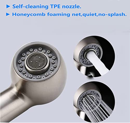kitchen faucet head replacement,G1/2 or 13/16inch Pull Out Sprayer Head for Kitchen Sink 2-Function Faucet Spray Head Replacement parts Brushed Nickel