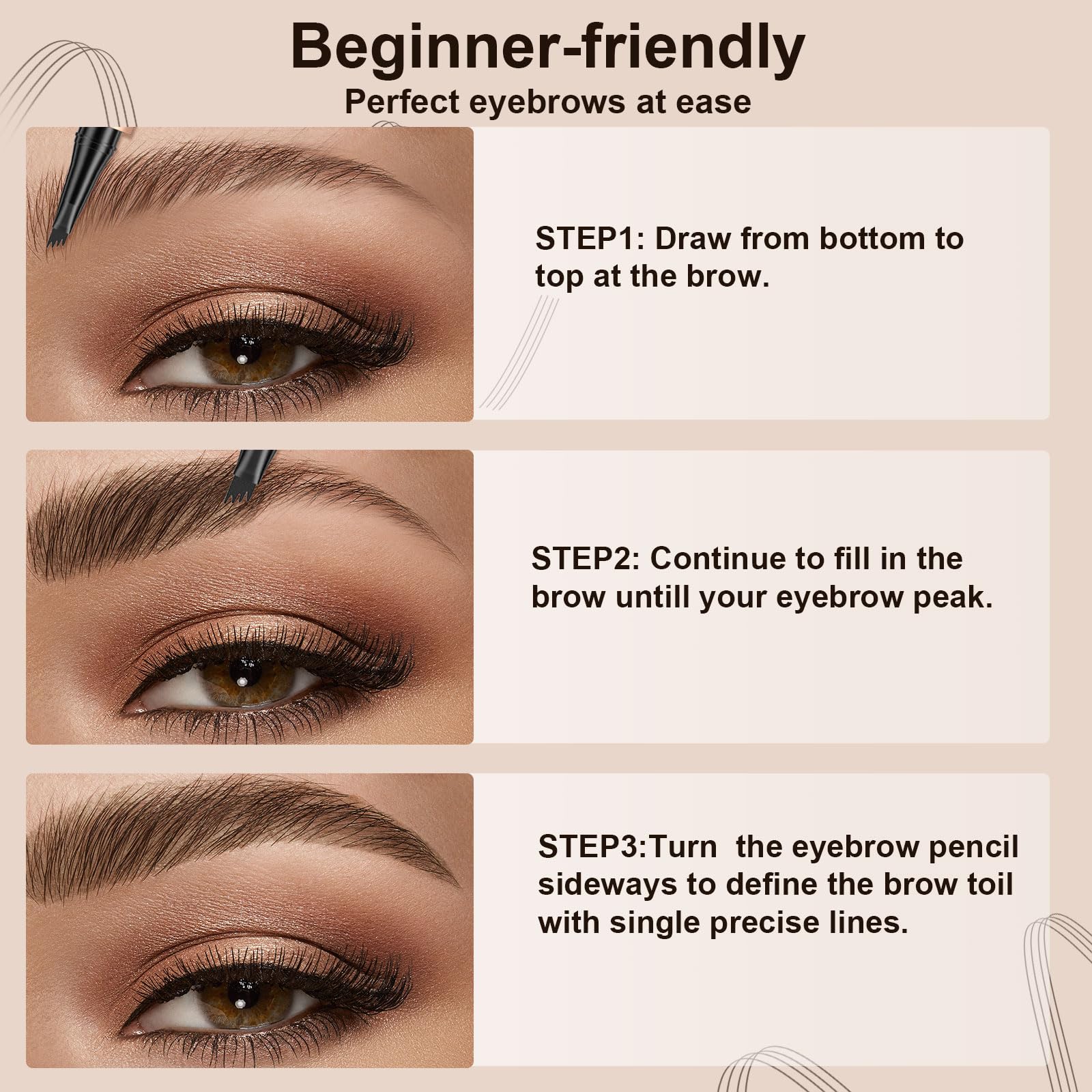 HIJJPS Eyebrow Pencil, Waterproof Eyebrow Pen, 4 Tip Microblade Eyebrow Pen, Smudge-Proof Brow Pencil Long-Lasting, Natural Eye Brow Pencils for Women, Eyebrow Pencil Light Brown