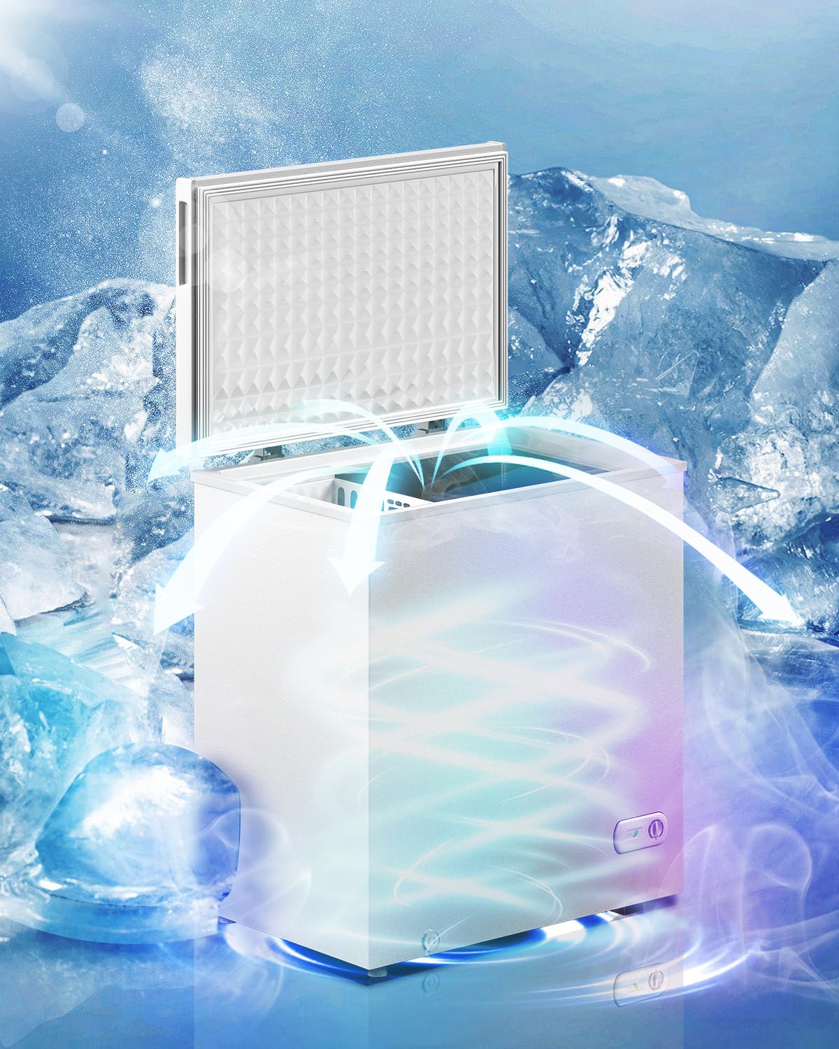 Muhub 10.0 Cu.Ft Deep Freezer with Removable Basket,Top Opening Chest Freezer, 10.0 Cubic Feet Large Freezer, Low noise,Adjustable Temperature(10.0 Cu.Ft)