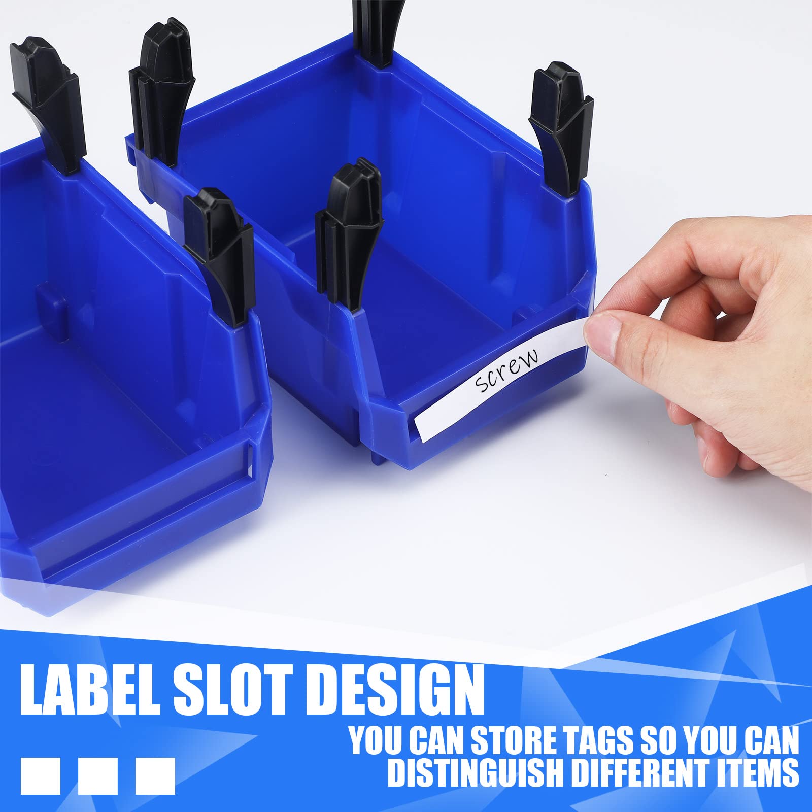 Weysat 24 Pcs Storage Bins Parts Racks, Wall Mounted Tool Storage Bins, Plastic Stackable Garage Storage Bin Organizer for Screws Bolts Nuts Nails Beads Small Hardware Parts Storage Men Gift Tools