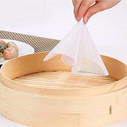 Inchant 5Pcs Kitchen Silicone Steamer Mesh Non-Stick Pad Round Shape Dumplings Mat Steamed Buns Baking Pastry Dim Sum Mesh(11" Diameter)
