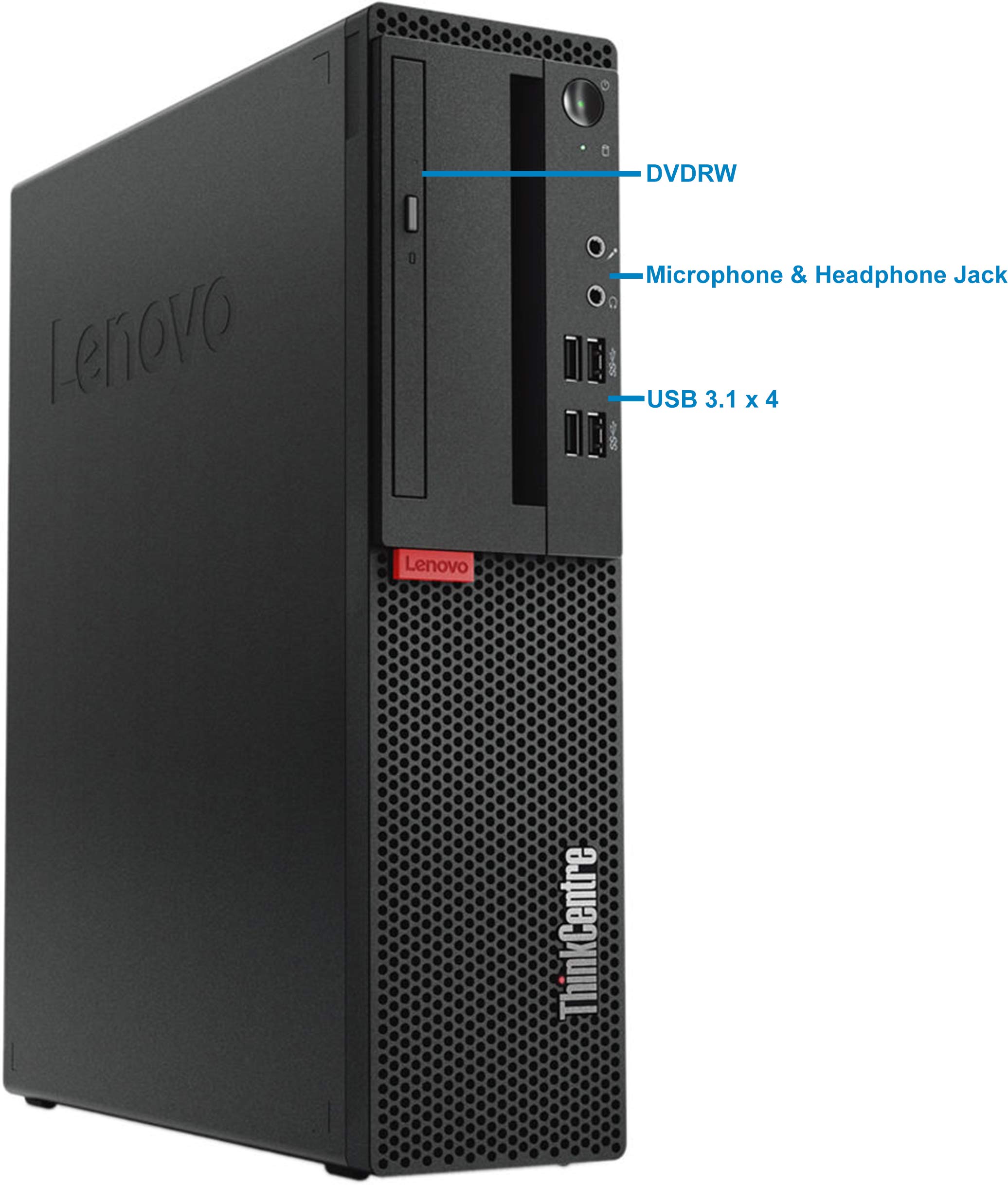Lenovo ThinkCentre M910S Small Form Factor Desktop Computer - Intel i7-7700 Upto 4.2GHz, 16GB Ram, 512GB SSD, AC Wi-Fi, Bluetooth, VGA, DisplayPort, HDMI, DVD-RW, SD-Card - Windows 10 Pro (Renewed)