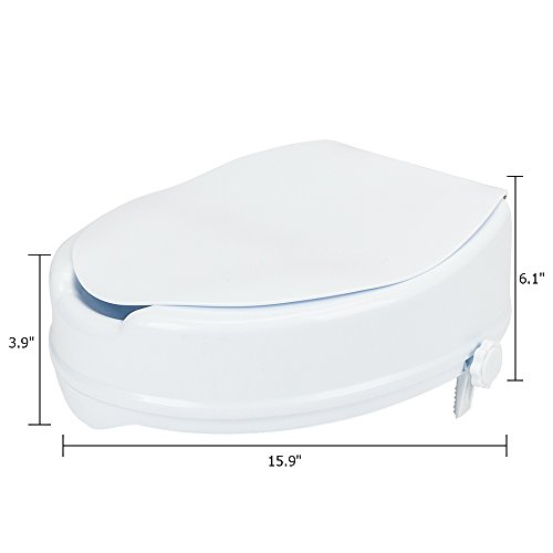 Ochine 4 Inch Raised Toilet Seat with Cover High Elevated Toilet Seat Locks onto Most Toilets Portable Raised Toilet Seat Portable Assistance Commode Seat Toilet Safety Seat (Ship from USA)