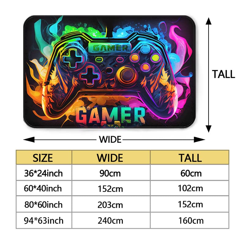 merlenuit Gaming Rug for Boys Room - Game Rugs for Boys Bedroom,Gamer Rug with Controller Design for Game Room,Esports Room 80x60 inches