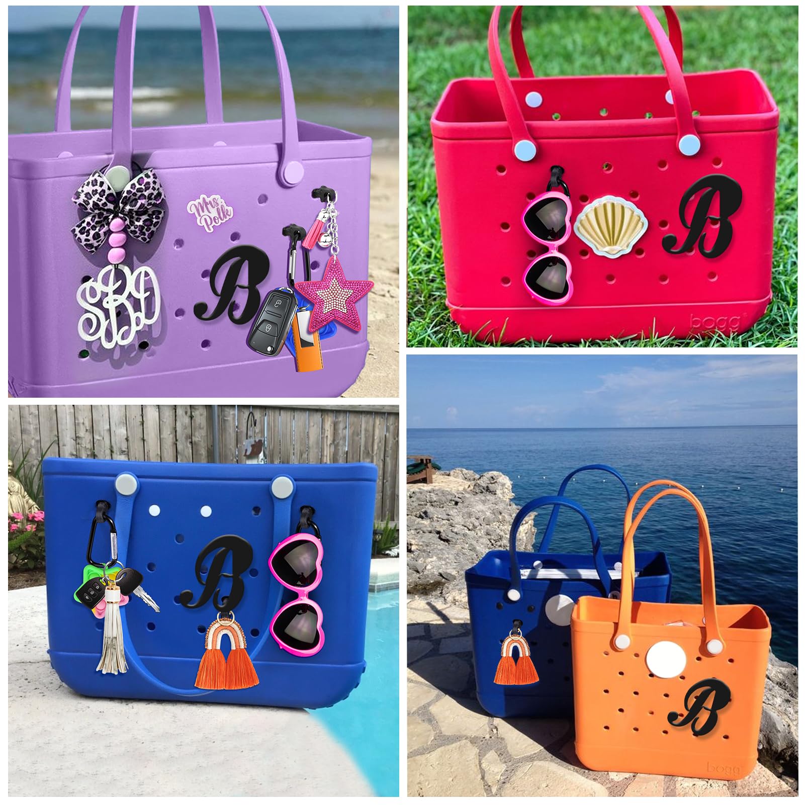 Mity rain Letter Charms for Bogg Bag,Alphabet Lettering Accessories Charms Compatible with Bogg Bag Original All Models, Insert Decorative Letter for Handbag Beach Tote Bag A Black