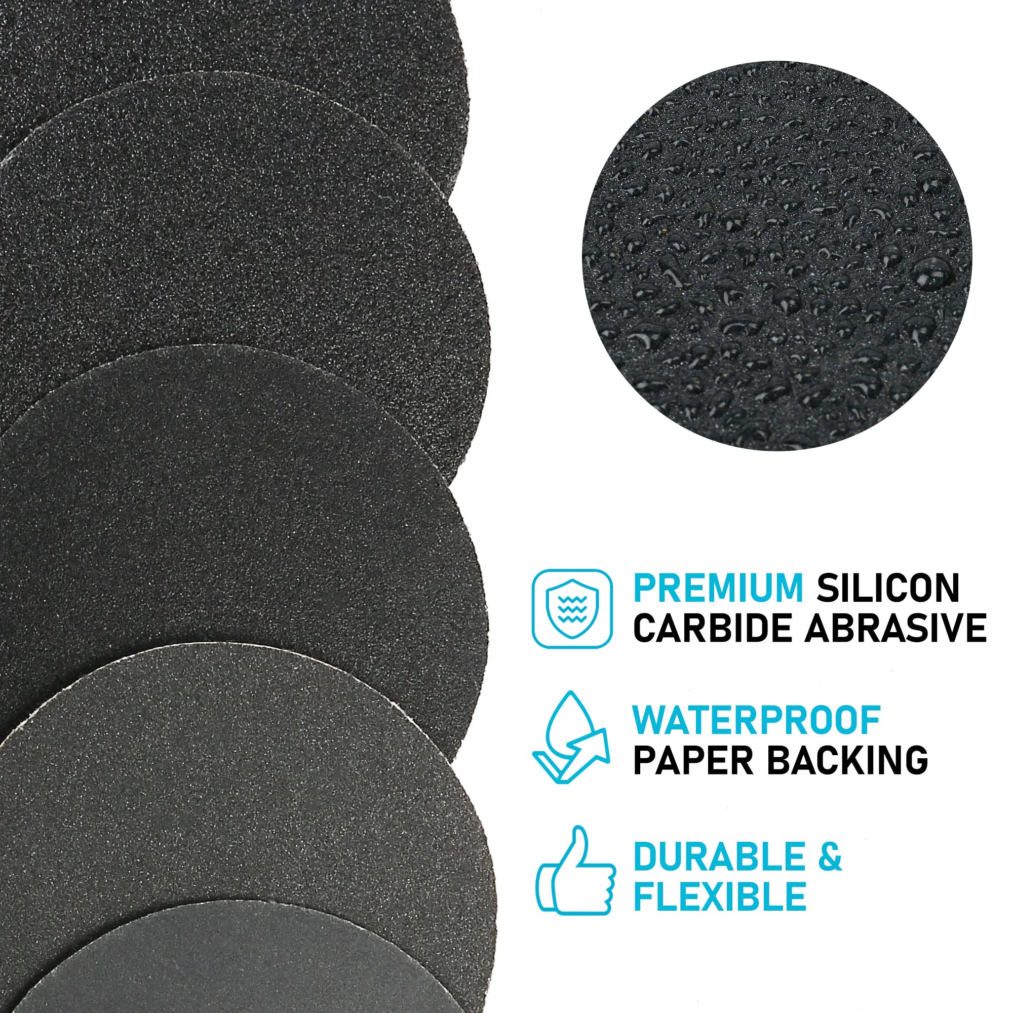 LotFancy 3 Inch Wet Dry Sanding Disc, 60pcs 60 to 7000 Grit, Silicon Carbide Hook and Loop Sandpaper with 1/4β Backing Pad and Foam Buffering Pad, for Automotive Wood Polishing & Finishing