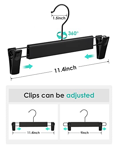 Pants Skirt Hangers with Clips, 12-Pack Skirt Hanger Space Saving, Non-Slip, Heavy-Duty Plastic Hanger for Pants Clothes Jeans Shorts Slack Trousers