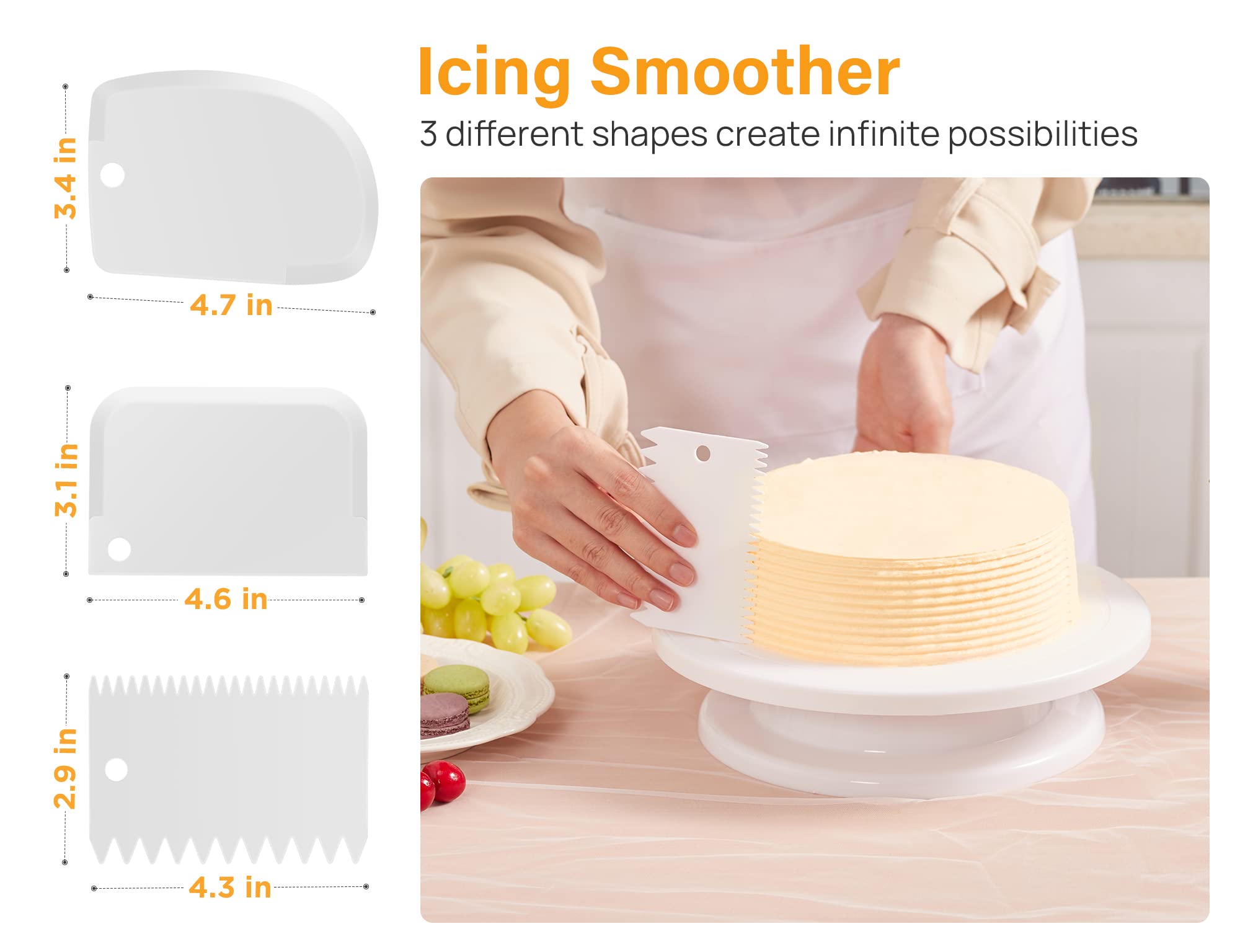Kootek 69pcs Cake Decorating Supplies Kit, Cake Decorating Set with Cake Turntable Stand, 12 Numbered Icing Piping Tips, 50 Pastry Bags, Straight & Angled Spatula, 3 Scraper & Other Baking Supplies