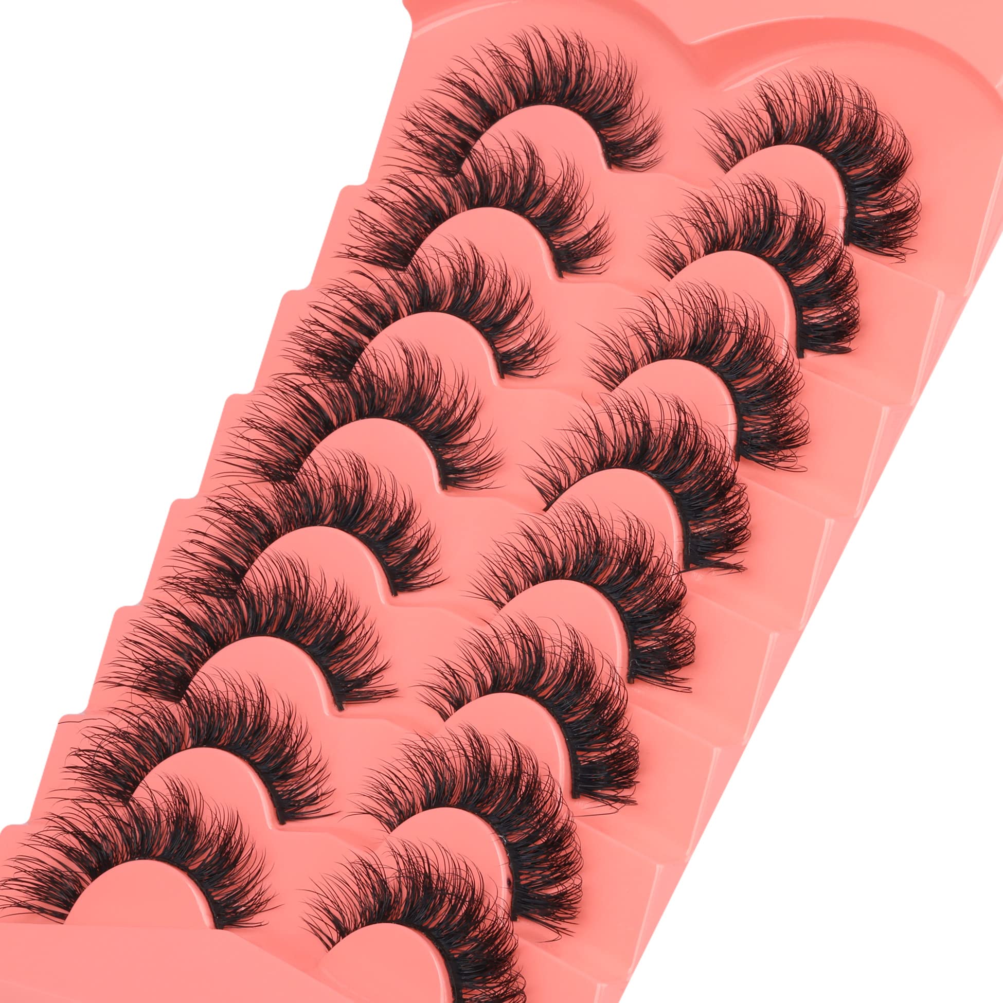 Mink Lashes Natural Look False Eyelashes Cat Eye Lashes Flat Wispy Lash 3D Strips Lashes 8 Pairs Fake Eyelashes Extension by Winifred