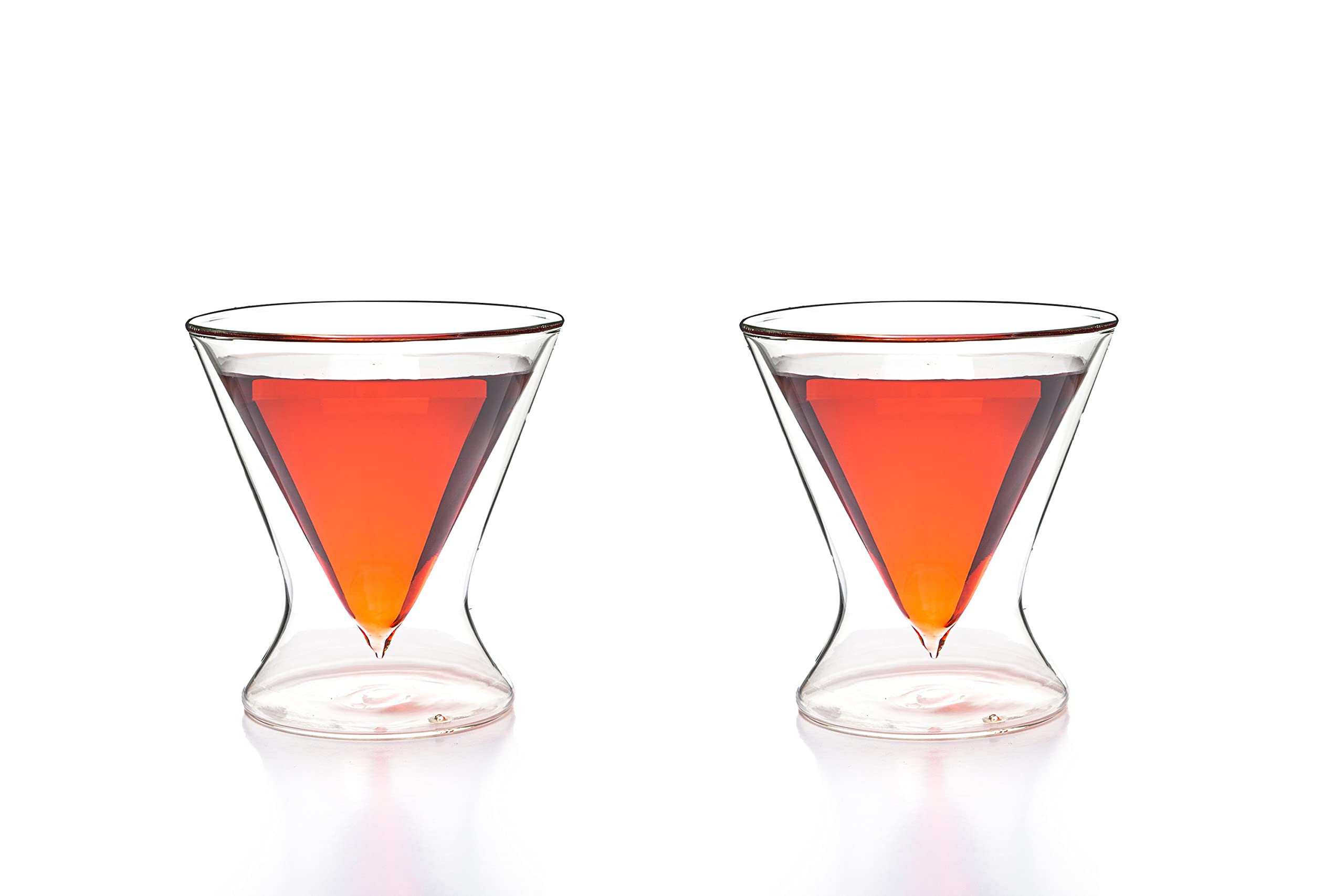 LEMONSODA Clear Insulated Stemless Martini Glasses - Double Walled Design - Luxury Cocktail Suspended in Air - Great for Gifts, Parties, Events, Specialty Cocktails-8 oz - Set of 2