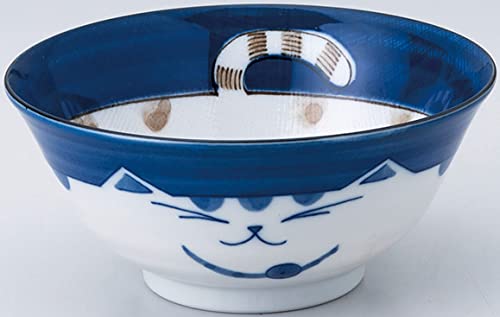 JapanBargain, Japanese Porcelain Bowl Rice Bowl Soup Bowl Made in Japan, Maneki Neko Smiling Cat Pattern (2, 6 inch)