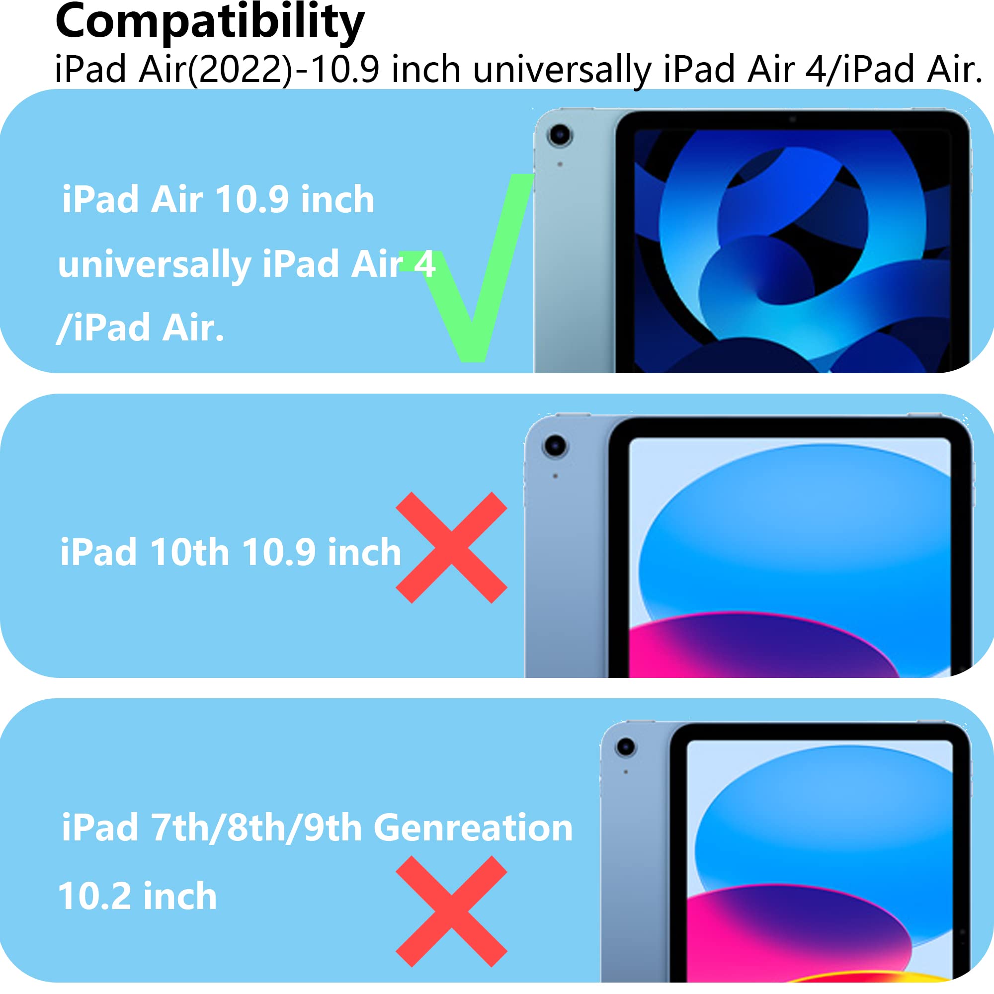 Meruns Compatible with iPad Air 5th Generation (2022)/iPad Air 4th Generation (2020) Case, Pencil Holder, Unique Frosted Transparent Rear Shell, Clear.