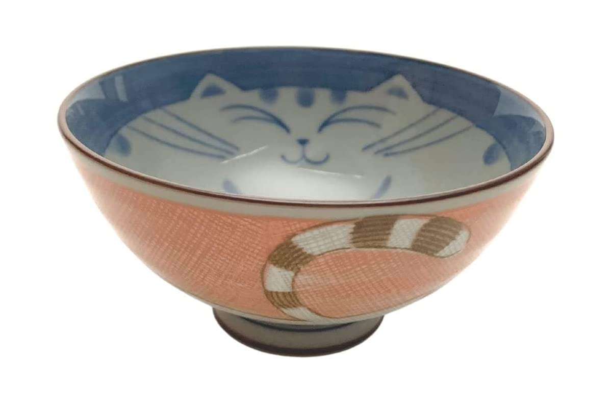 JapanBargain, Japanese Porcelain Bowl Rice Bowl Soup Bowl Made in Japan, Maneki Neko Smiling Cat Pattern