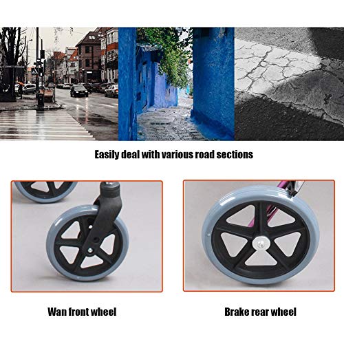 Lightweight Wheel Rollator, Folding Four Wheel Mobility Walker with Padded Seat,Back Support, Mobility Aid Seat Basket, Carry Bag, Black,Can Bear 100kg/220lbs