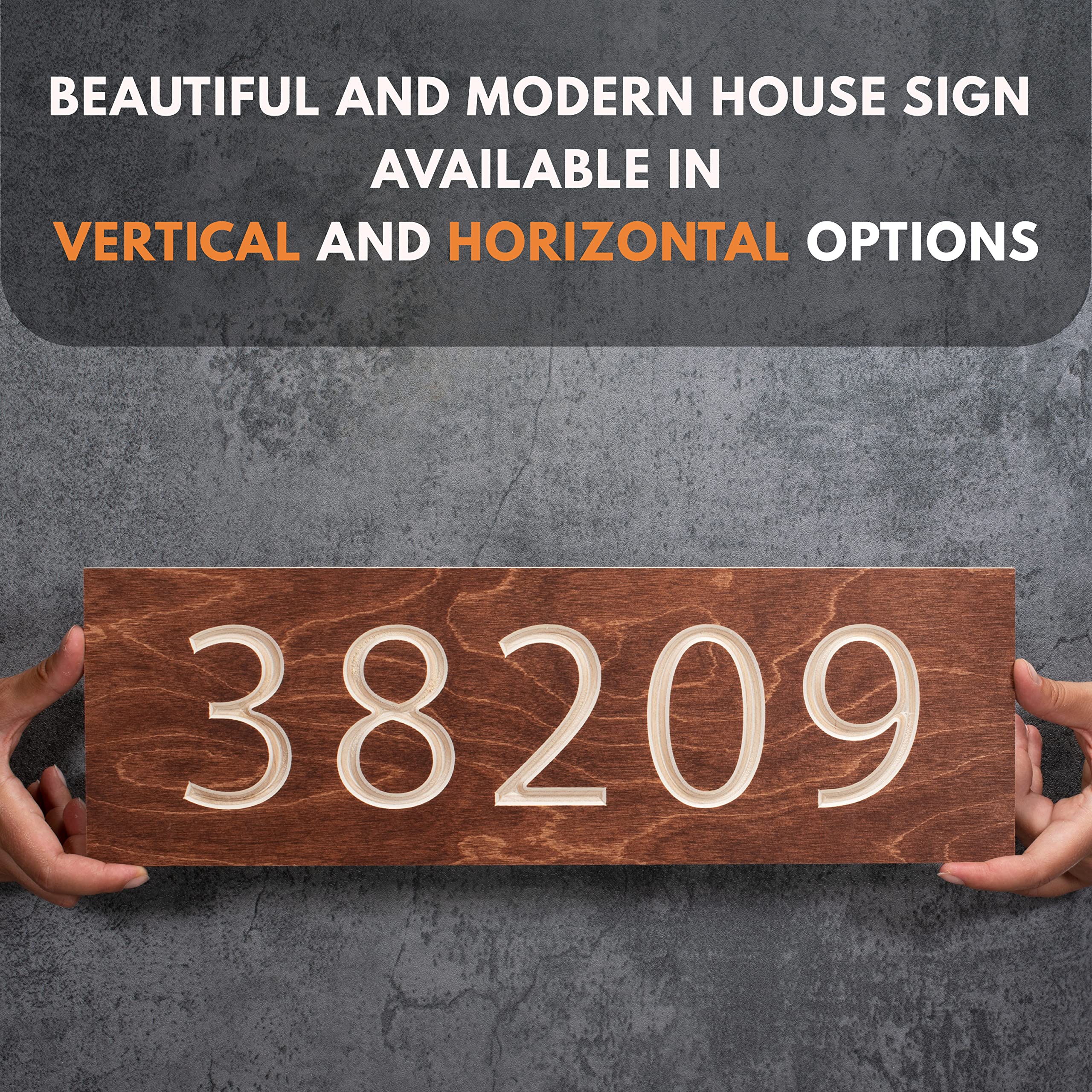 Modern House Numbers for Outside - Horizontal or Vertical Address Sign, 5 Colors, Up to 6 Digits, Address Plaque