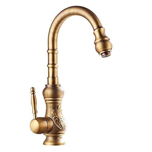 Kitchen Mixer Tap Kitchen Taps Antique Brass Kitchen Faucet Hot and Cold Rotating Single Handle Kitchen Sink Tap