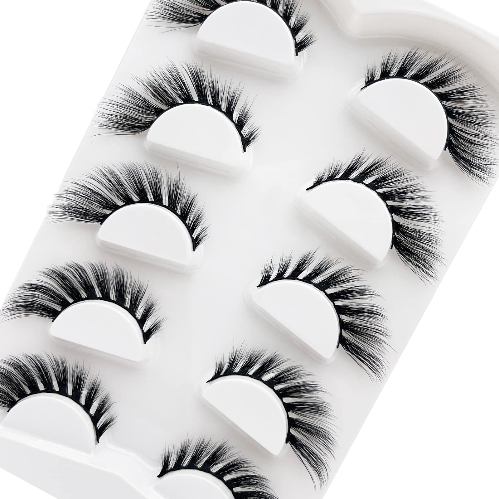 outopen 5 Pairs Fox Eye Lashes 17mm Winged Angel Lashes Fluffy Dramatic Faux Mink Eyelashes Cat Eye False Eyelashes Lift Effect Fake Eye Lashes (A1-Angel Wings D489)
