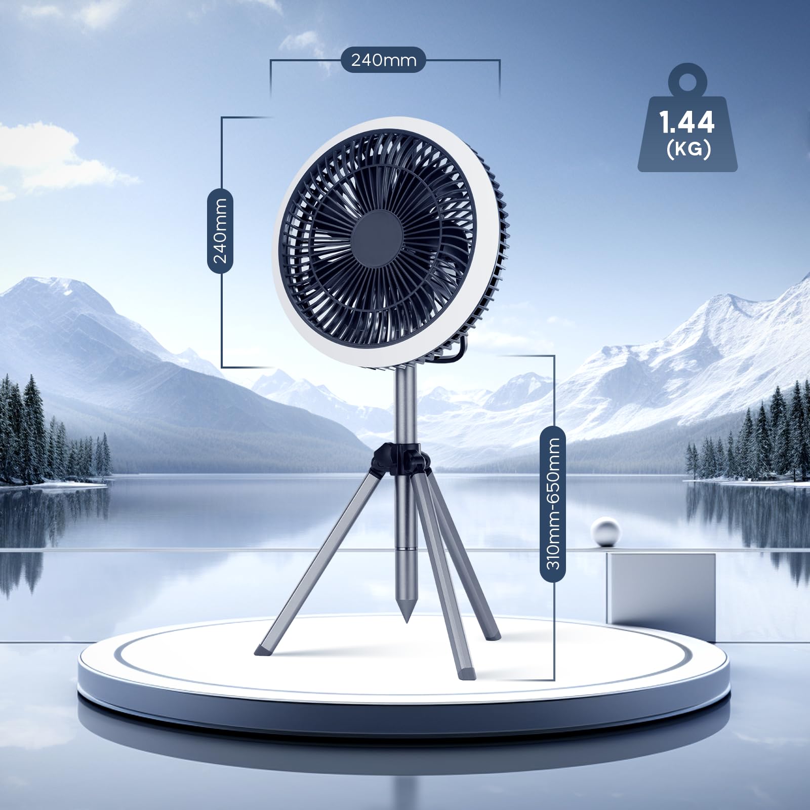 Lixada 5in1 Portable Standing Fan with Light-Outdoor Fan with APP control,10000mAh Rechargeable Portable Camping Fan with LED lantern,Hanging Hook for Tents, Cordless USB Desk Fan