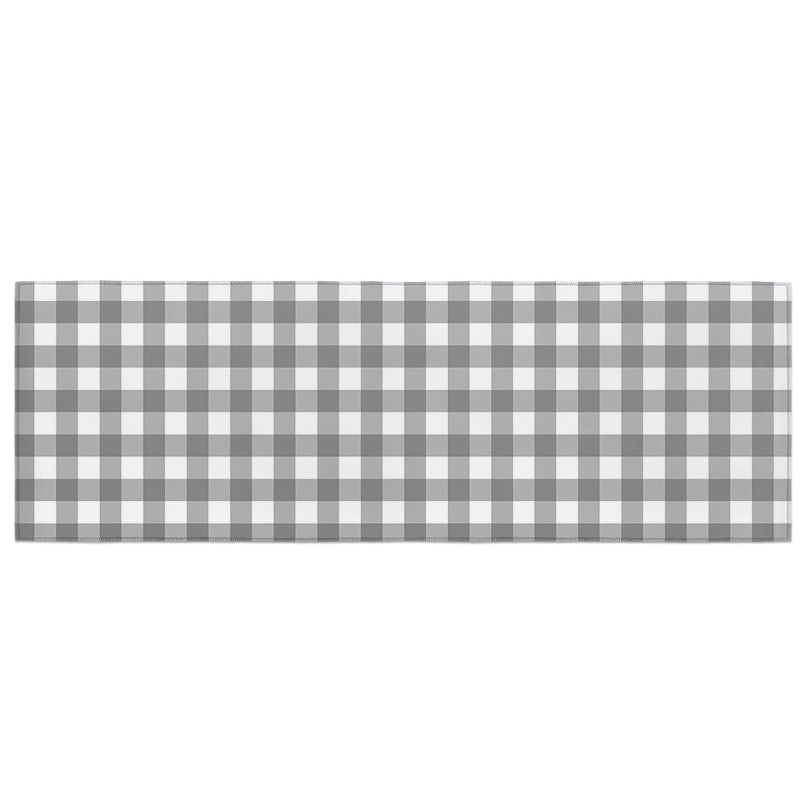 Kitchen Area Runner Rugs Doormat Modern Simple Grey Buffalo Check Non-Slip Indoor Floor Mats Rustic Plaid Art Absorbent Bath Rugs Accent Carpet for Bedroom Hallway Bathroom,1 Piece 18x47.2in