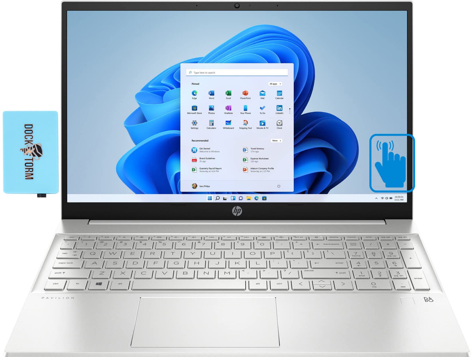 HP Pavilion 15t-eg200 FHD Touchscreen Laptop (Intel i7-1255U 10-Core, 64GB RAM, 1TB PCIe SSD, Intel Iris Xe, 15.6" 60Hz (1920x1080), FP Reader, Backlit KYB, WiFi 6, BT 5.2, Win11P) w/Dockztorm Hub