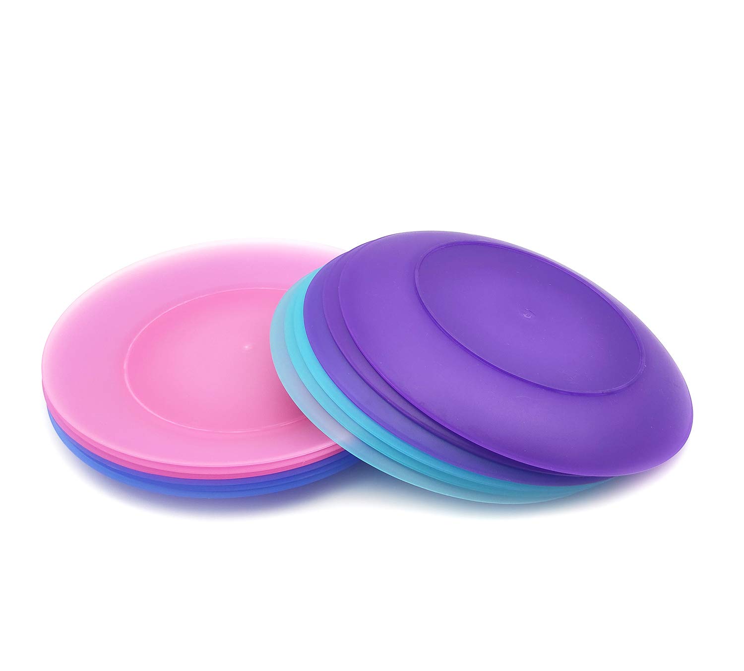 KOXIN-KARLU 10-inch Plastic Dinner Plates Reusable Plates Picnic Plates | Set of 12 in Coastal Colors