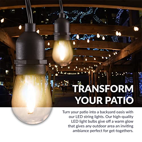 Newhouse Lighting LED String Lights with Weatherproof Technology, Dimmable with Wireless Remote Control, 48ft and 16 (15+1 Free) LED Light Bulbs Included, Black (CSTRINGLEDDIM)