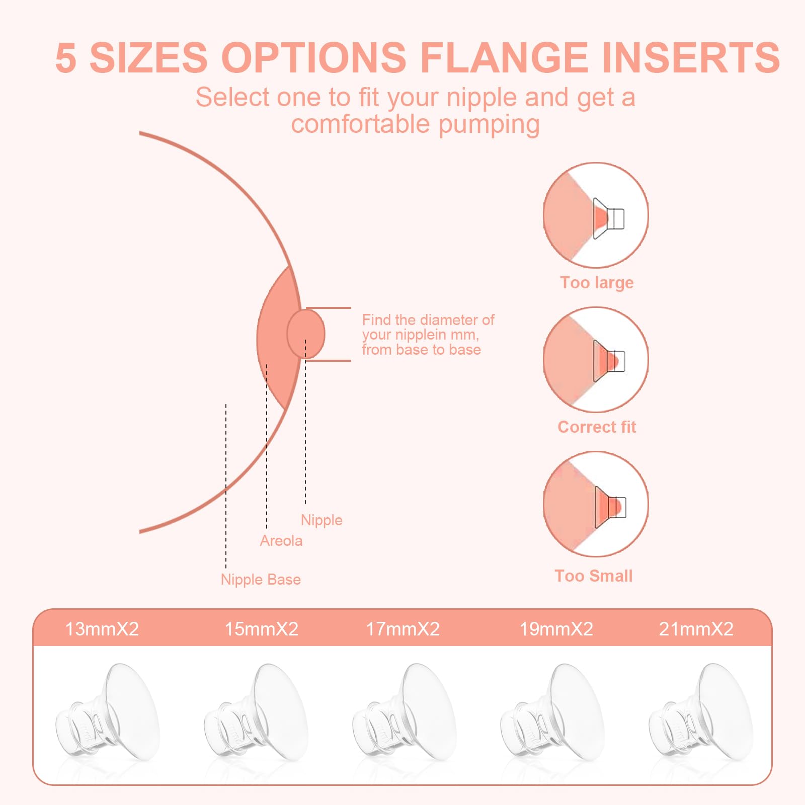 Mayyatt Flange Inserts 21mm Pump Parts, 2 Silicone Inserts Fit 24MM Flange S9 S10 S12 / s9 Pro s12 Pro Wearable Breast Pump Milk Collector Accessories Replacement